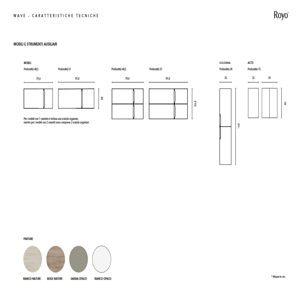 Composizione Sospesa Wave Compact 80cm Royo - Ceramiche Italy